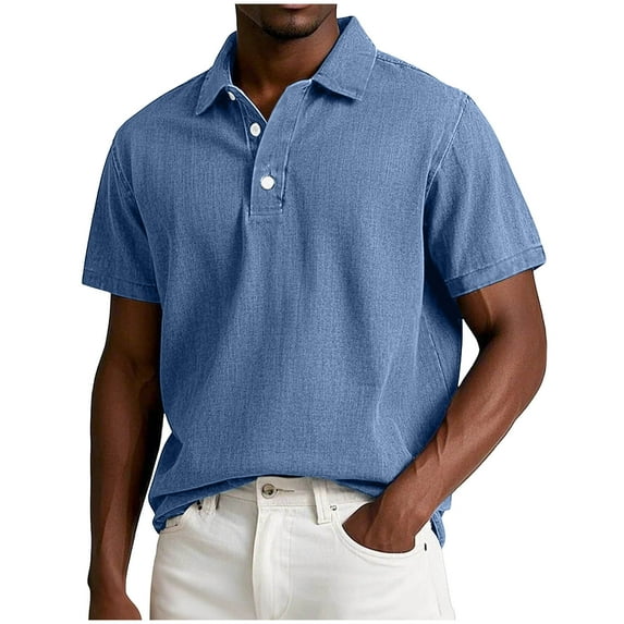 Jyeity Button Mens Shirts Casual Solid Color Breathable Short Sleeve ...