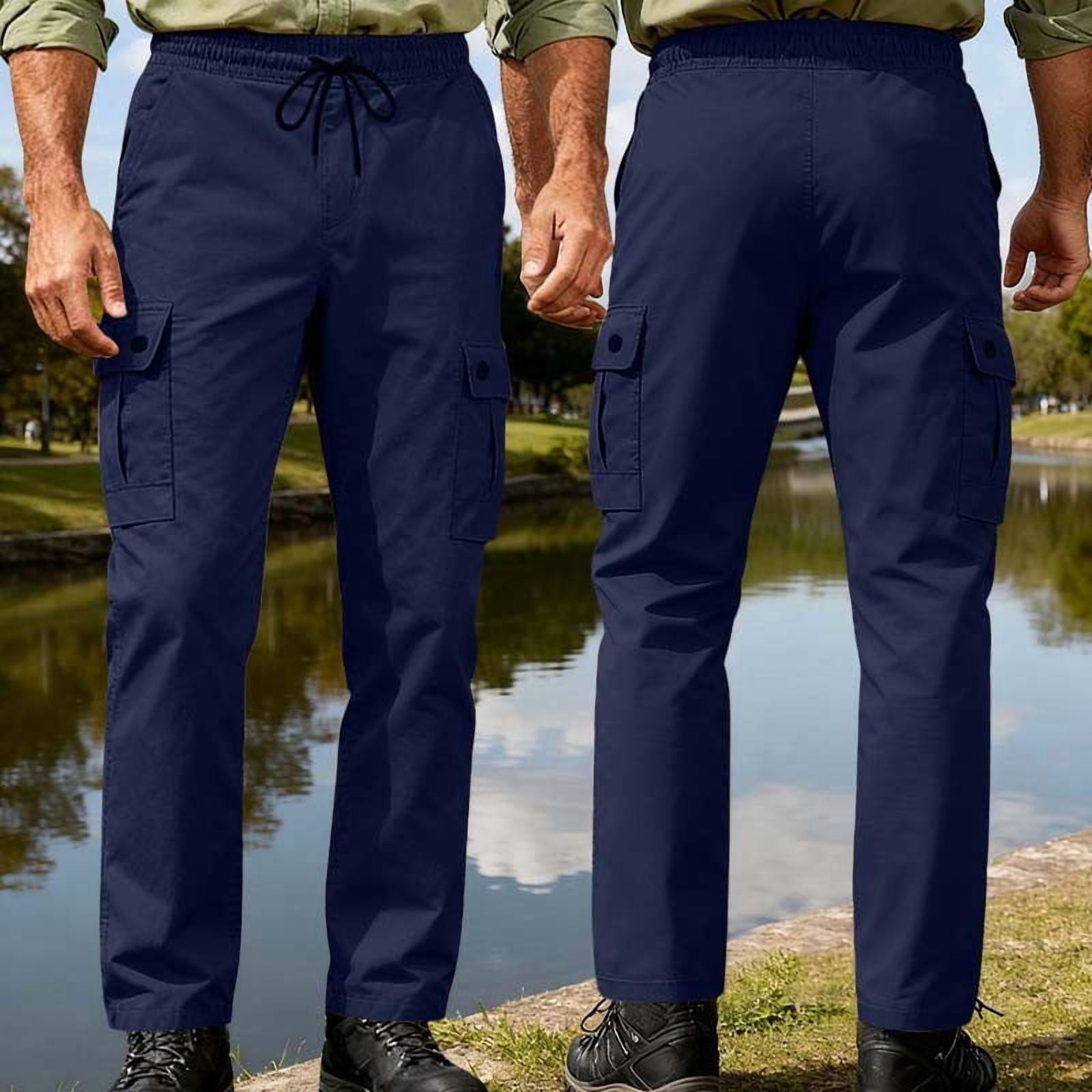 Jyeity Cargo Pants for Men Elastic Waist Loose Cargo Pants with Pockets ...