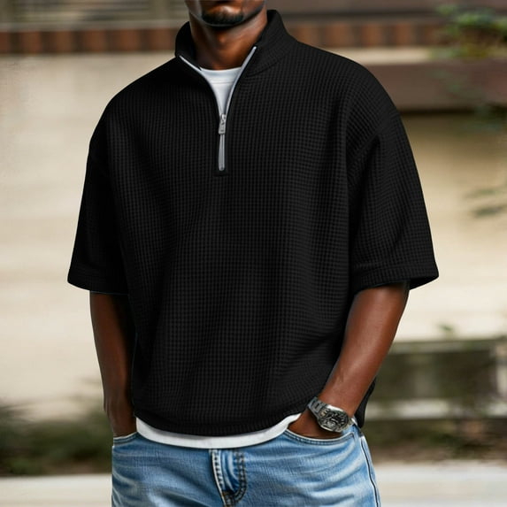 Jyeity Half-Zip Mens T Shirts Plus Size Breathable Casual Short Sleeve ...