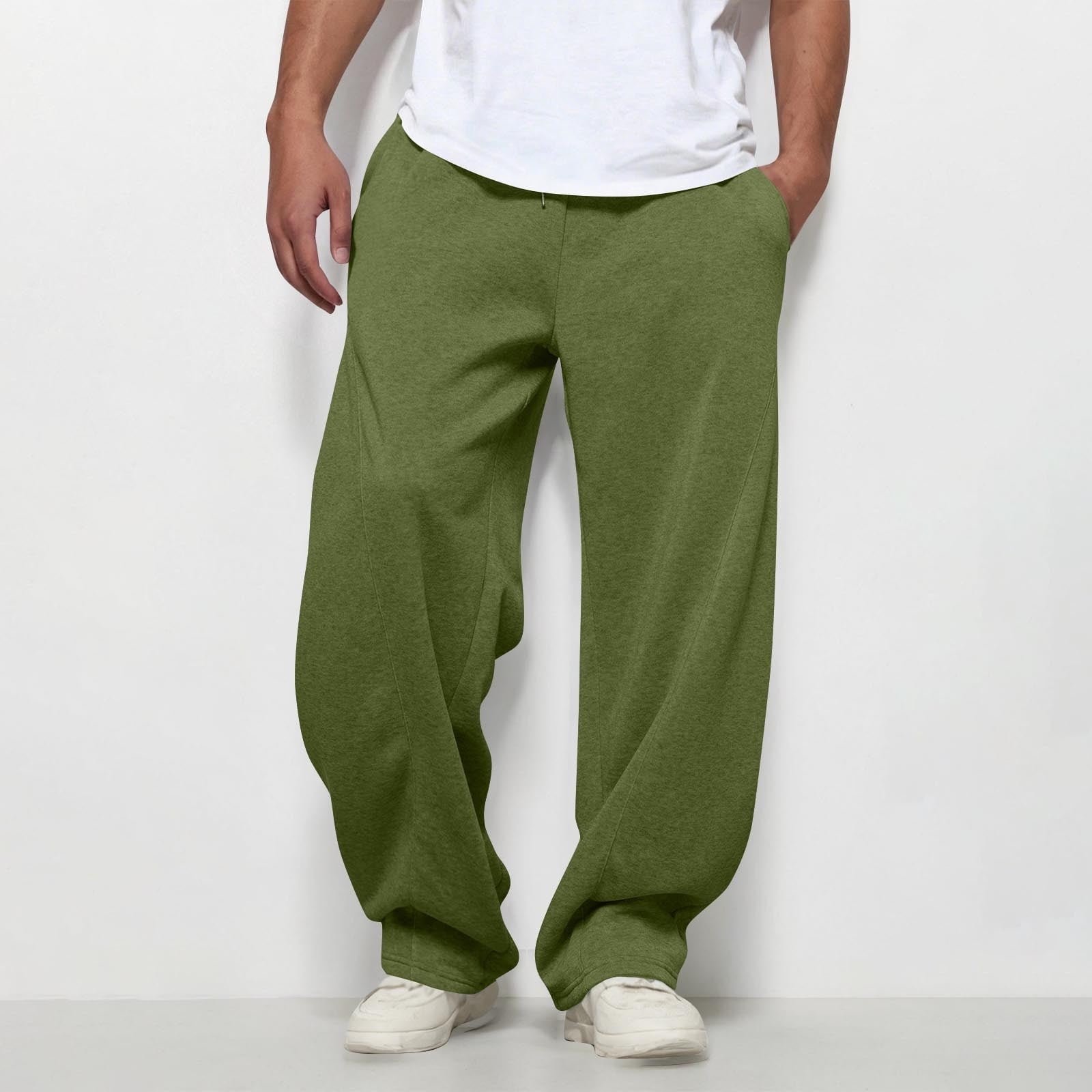Jyeity Mens Sweat Pants Elastic Waist Loose Cargo Pants with Pockets ...