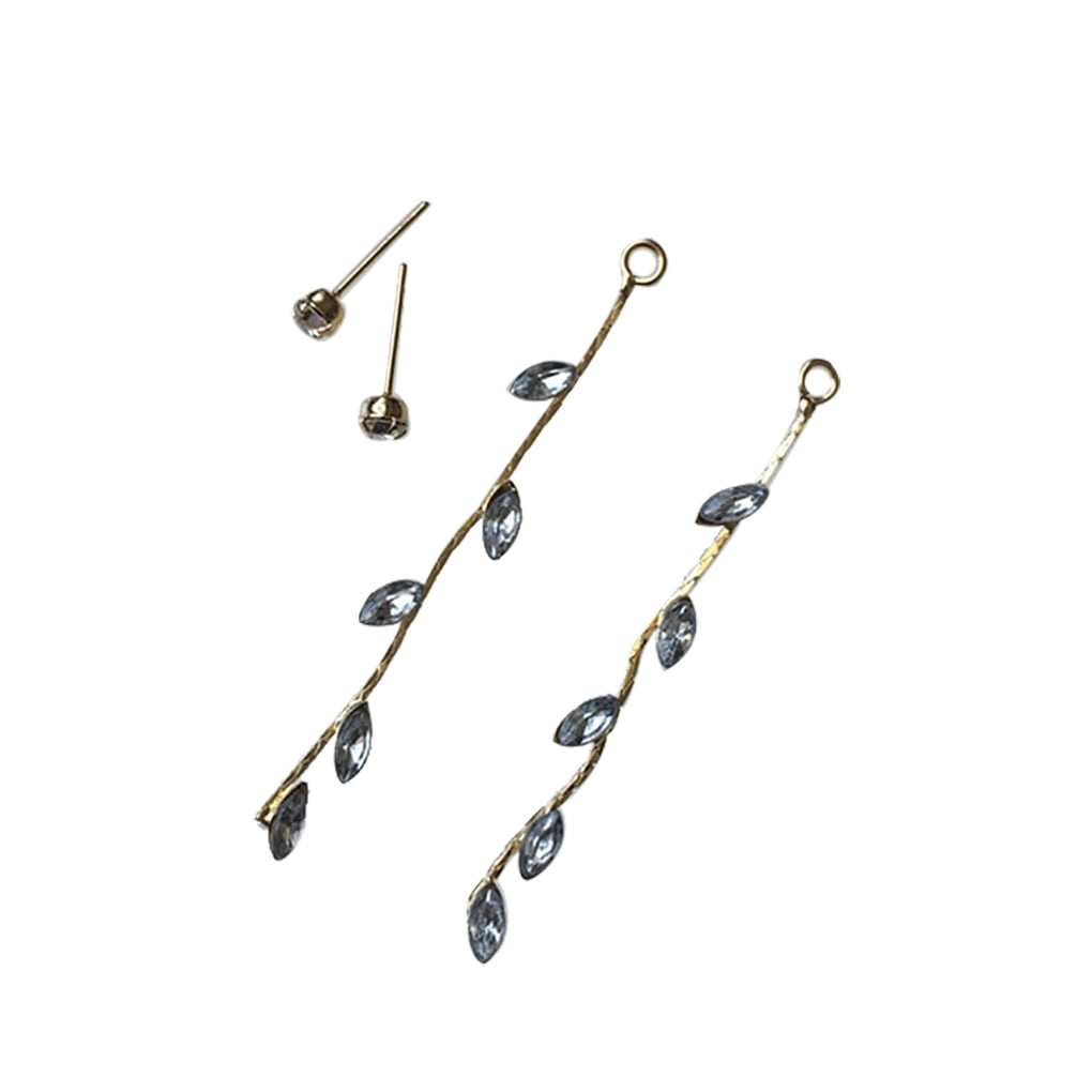 Jygee 1 Pair Long Leaves Vine Earring Alloy Chain Tassel Crystal Dangle ...