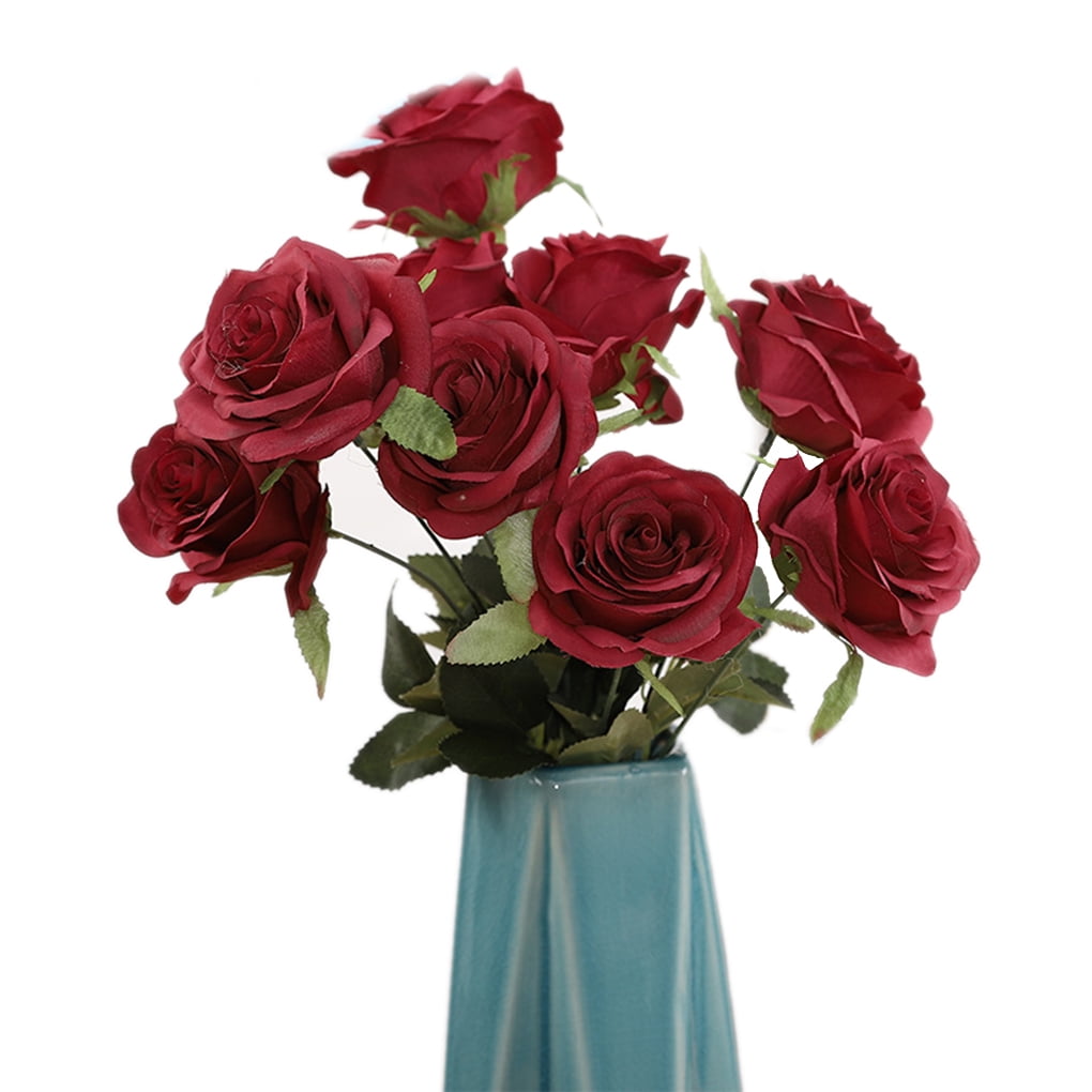 Jygee 10 Heads Artificial Rose Flower False Blossom False flower 10 ...