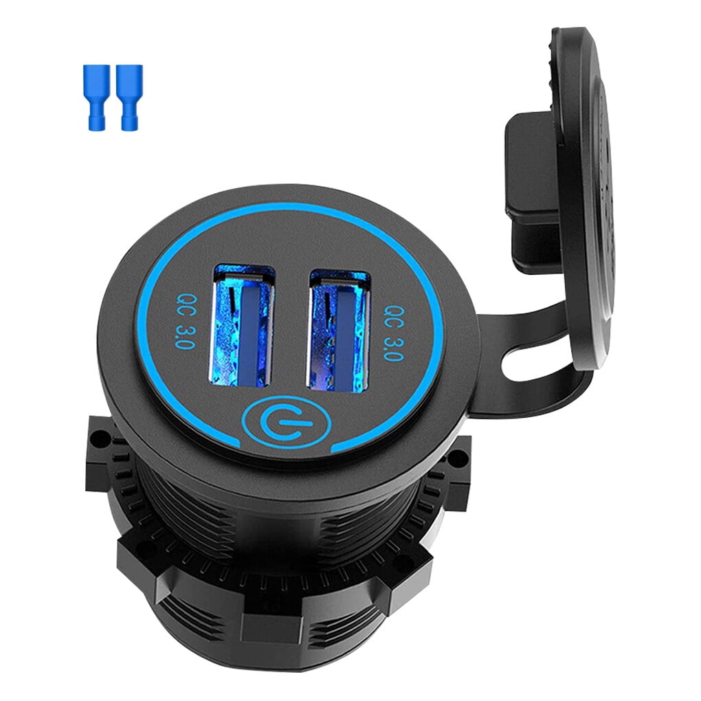 Jygee 12V-24V Plug Power Outlet Copper Car Charger Waterproof 2 Ports ...