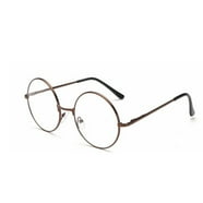 Classic 90s Metal Rim Round Clear Lens Eye Glasses Frame Gold Black ...