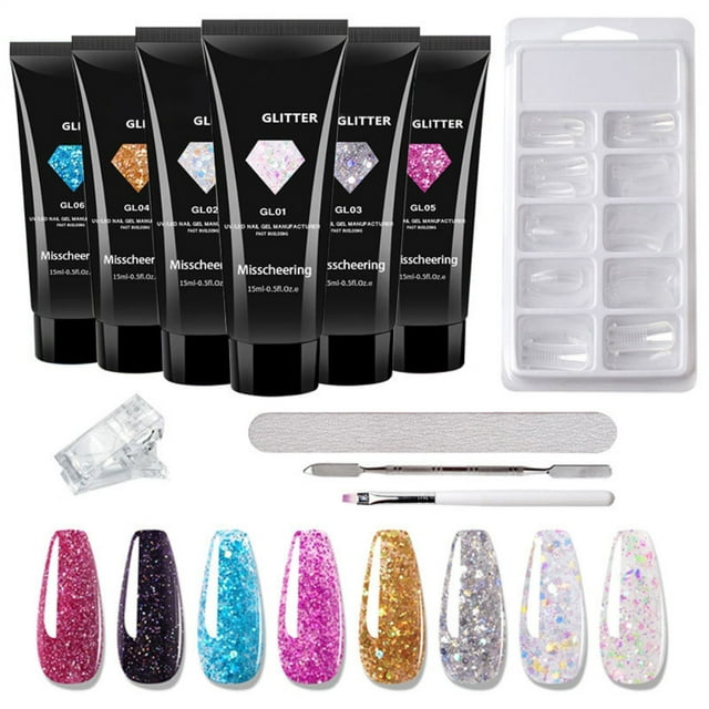 Jygee Complete DIY Nail Extension Gel Set with Poly Builder and ...