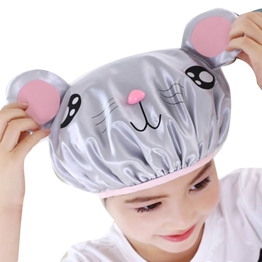 Jygee Shower Cap Waterproof Bath Hat Cartoon Elastic Double Layer ...