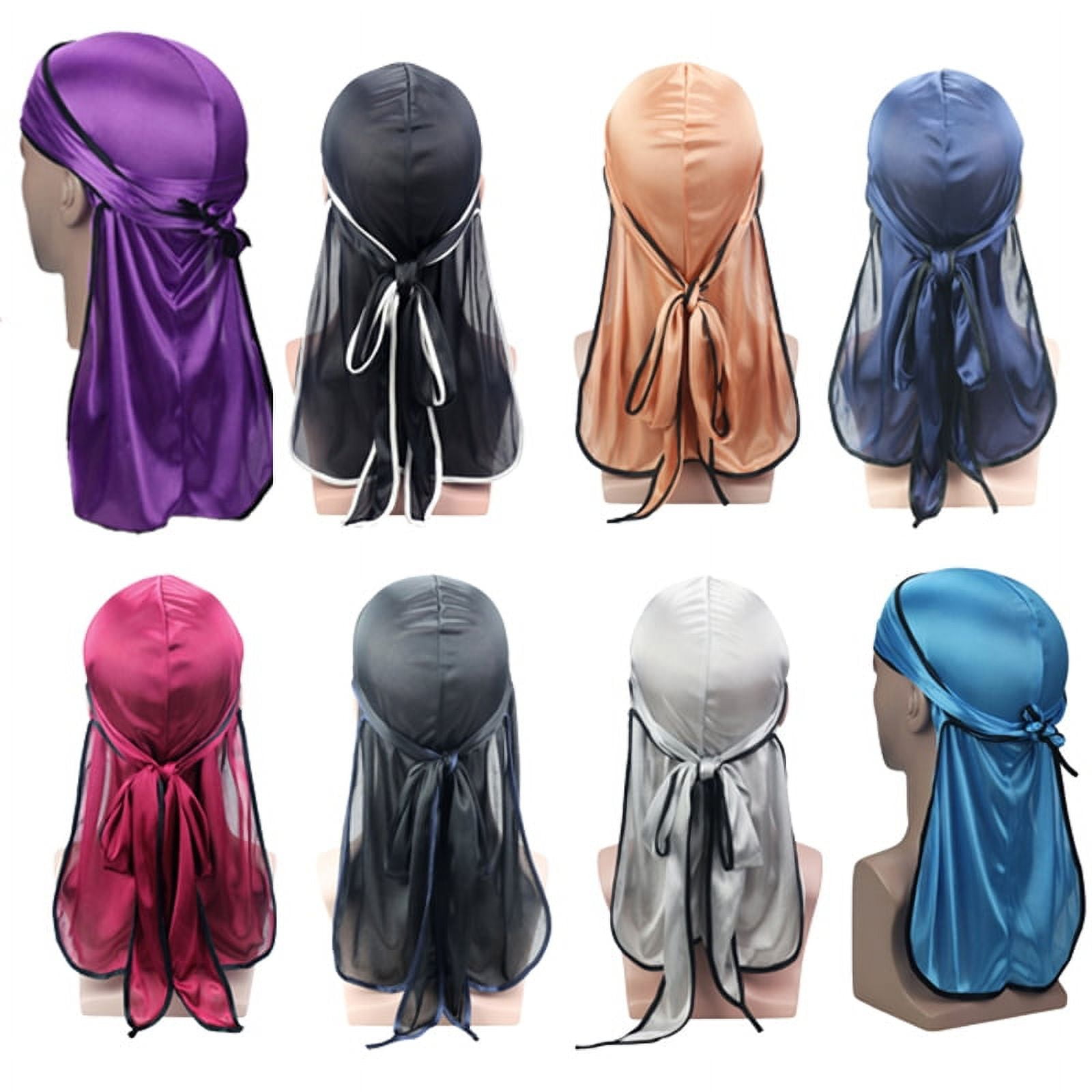 Jygee Silky Soft Durag Cap Headwraps with Long Tail and Wide Straps for ...