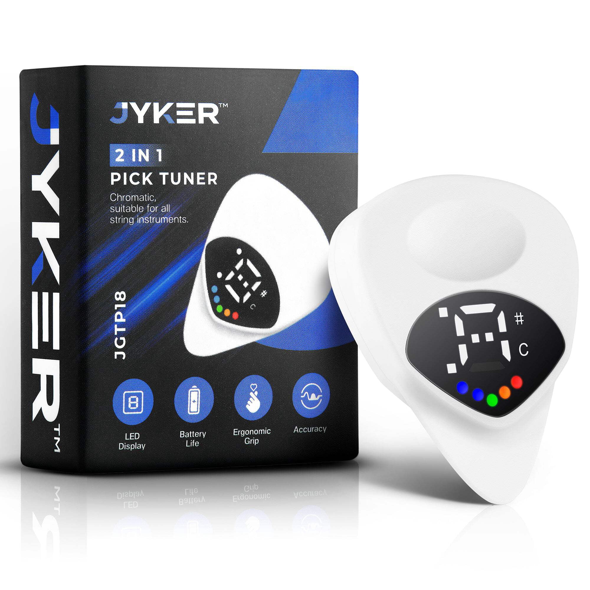 Jyker Guitar Tuner Pick 2-in-1 Digital LED Screen for All String ...