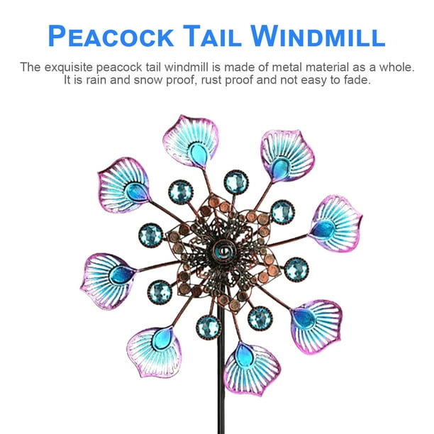 FUYGRCJ 35 inch Kinetic Peacock Wind Spinners 360 Degree Swivel Peacock ...