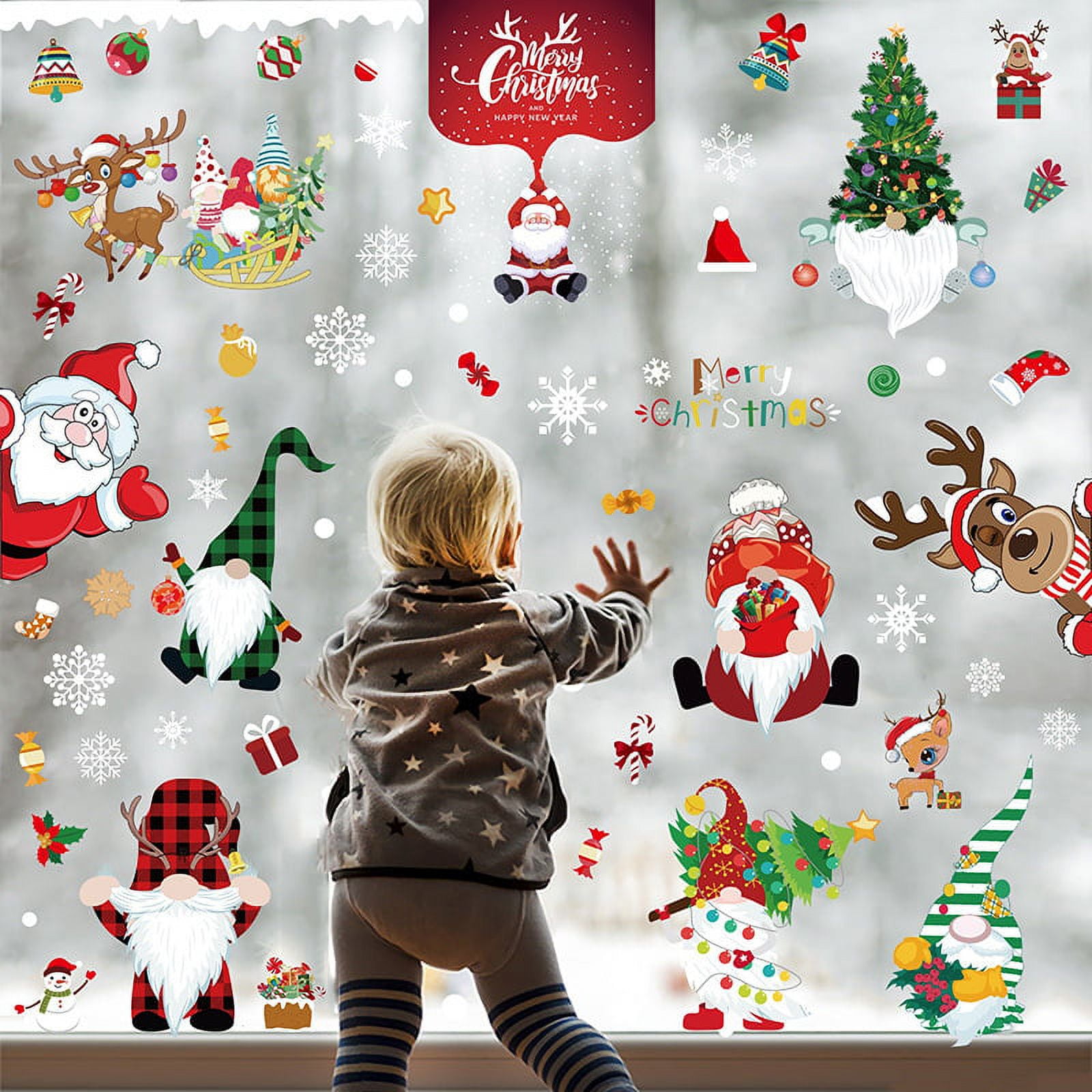 Jzenzero 10pcs Christmas Window Clings Removable PVC Window Static ...
