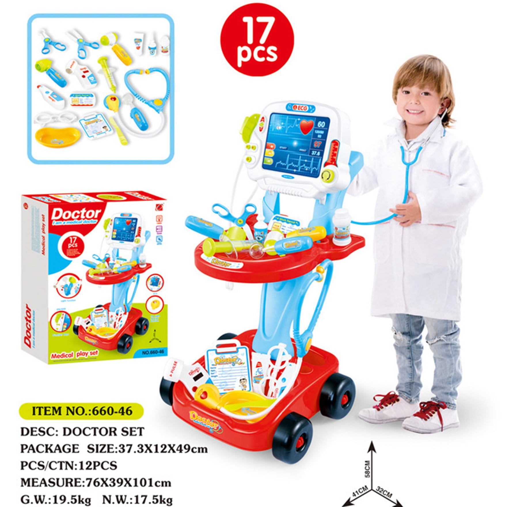 Jzenzero Children's electric simulation ECG doctor play house toy ...