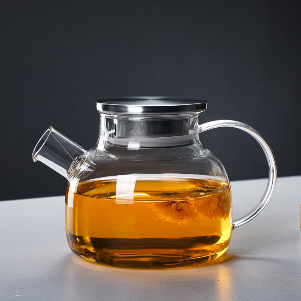 Jzenzero Clear Glass Tea Pot With Spout Stove Top Classic Tea Kettle ...