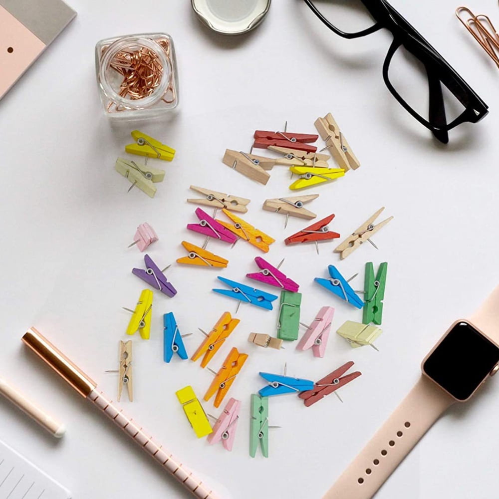 Jzenzero Push Pin Clips Wooden Push Pins Decorative Thumb Tacks Cute ...