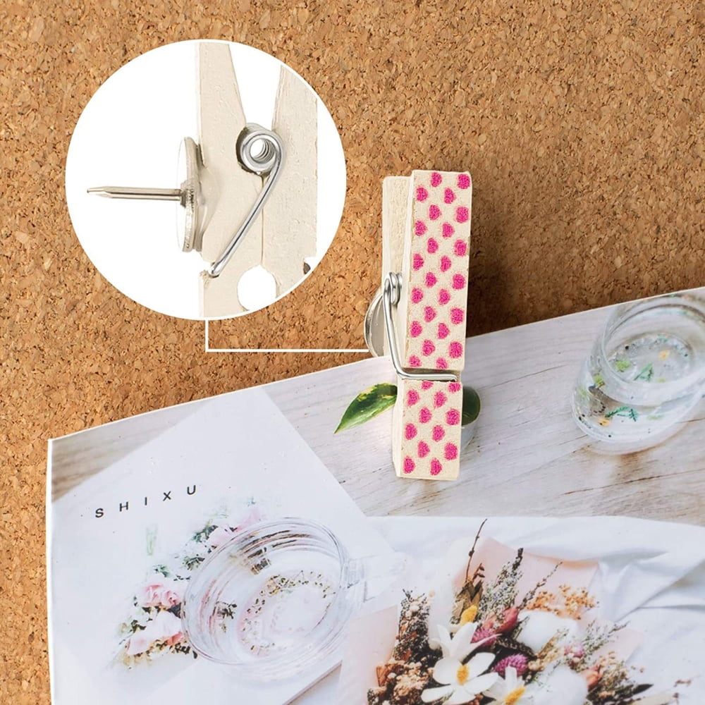 Jzenzero Push Pin Clips Wooden Push Pins Decorative Thumb Tacks Cute ...