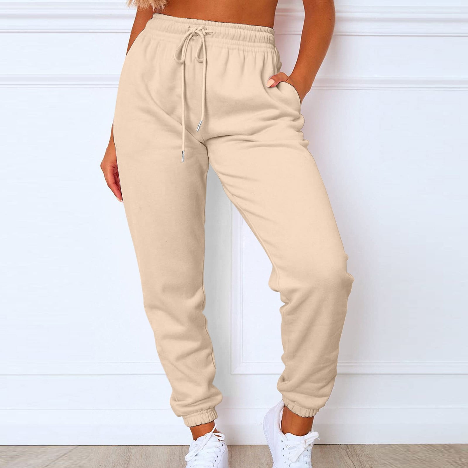 Jzuxvd Womens High Waisted Sweatpants Drawstring Jogger Sweat Pants ...