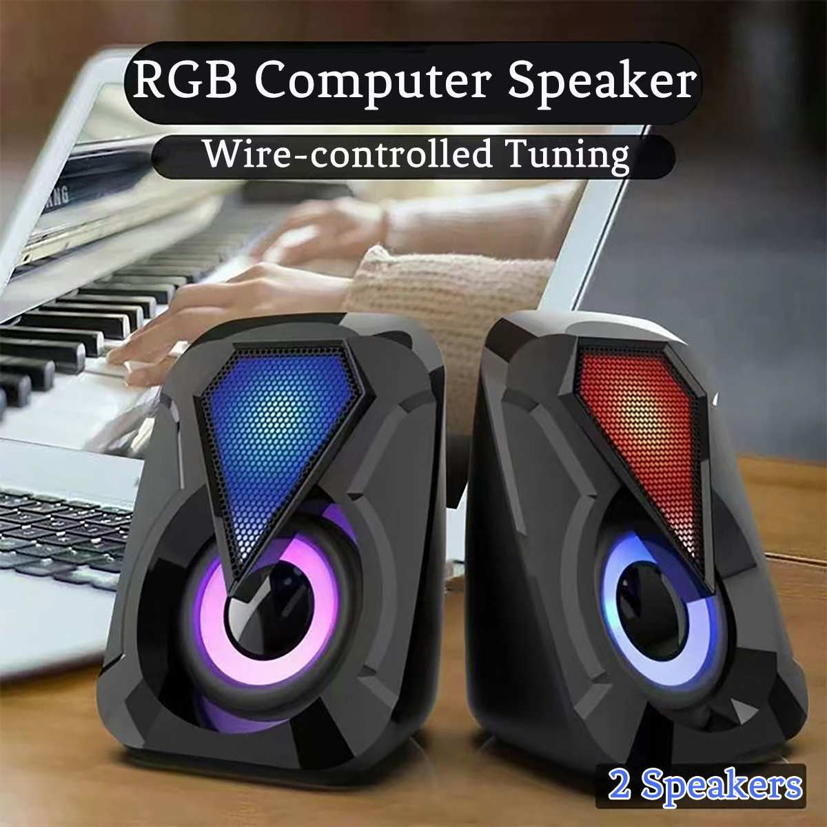 K-1053 Computer Speakers Subwoofer USB Wired SoundBox LED Colorful ...