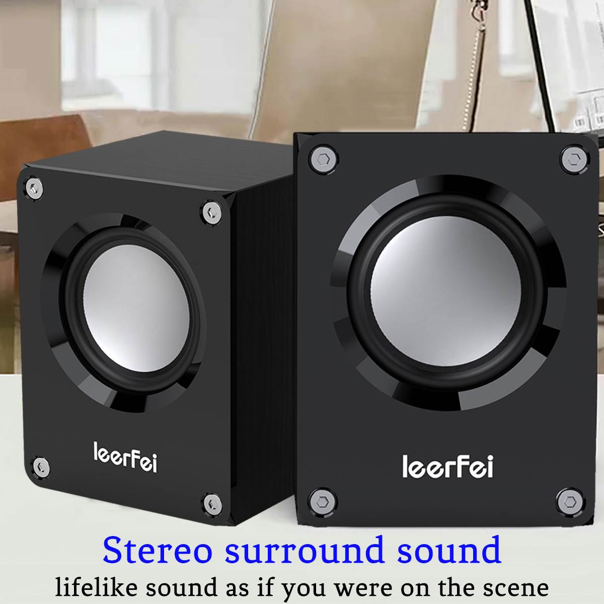 K-1061 1 Pair USB Wired Speakers Computer Speaker 4D Stereo Sound ...