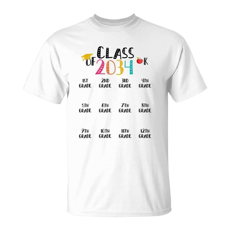 K 12Th Grade Hand Prints Space Graduation Class Of 2034 TShirt ...