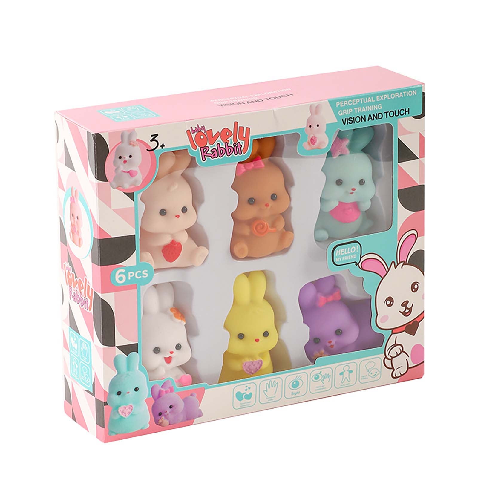 K-559 Adorable Vinyl Rabbit Squeeze Toy Lifelike Durable Sensory ...