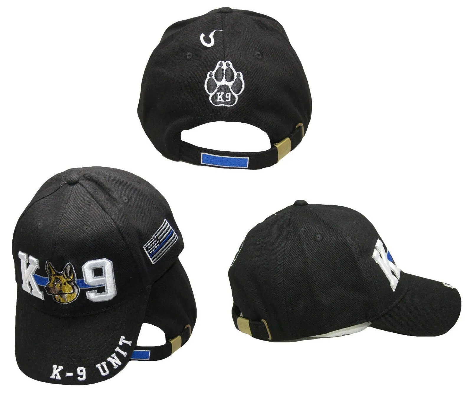 K-9 Unit Thin Blue Line Police USA Blue Line Patch on Side Embroidered Cap Hat - Walmart.com