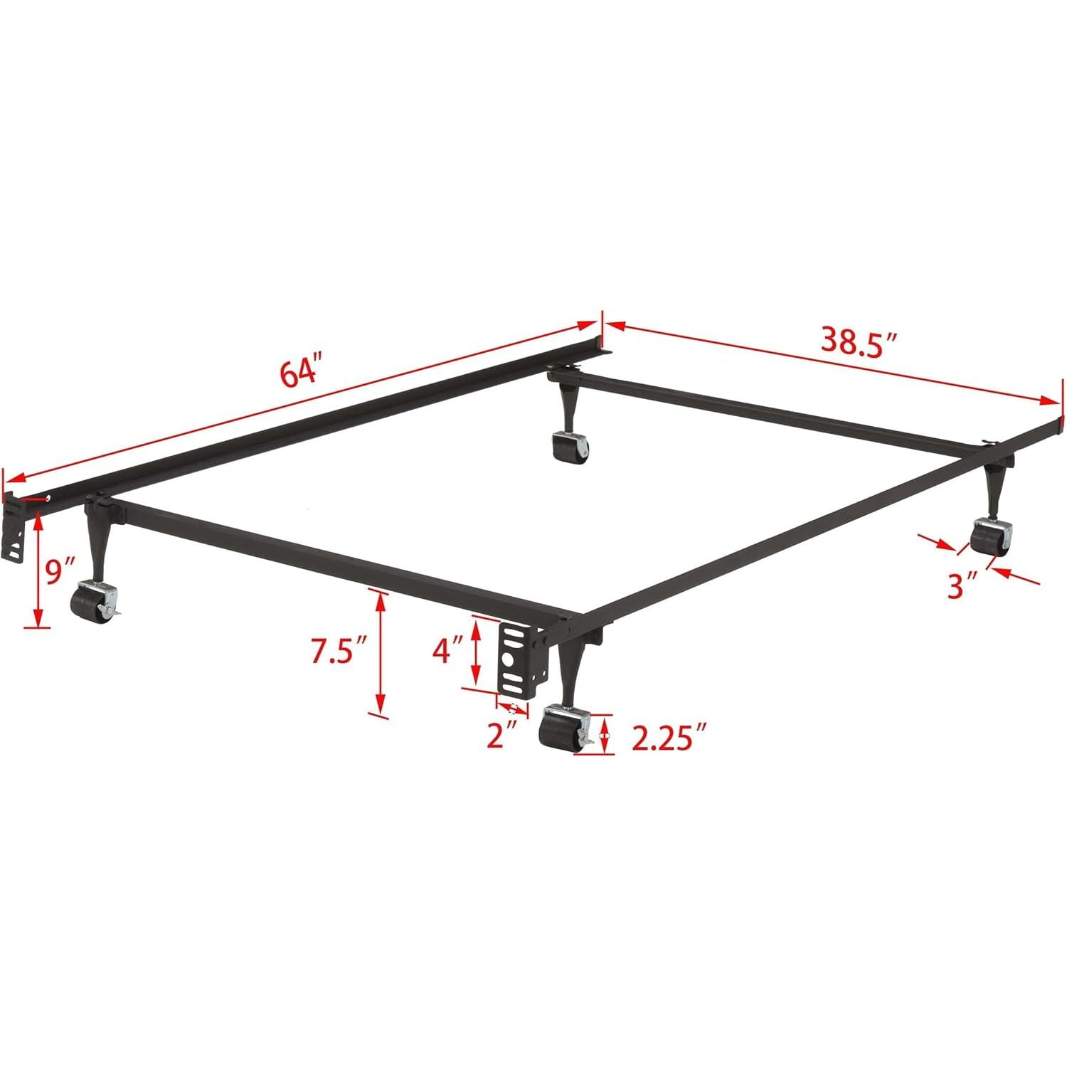 K&B B9000 1 1/4-inch Angle Iron Steel Twin-Size Bed Frame with 4 Roller ...