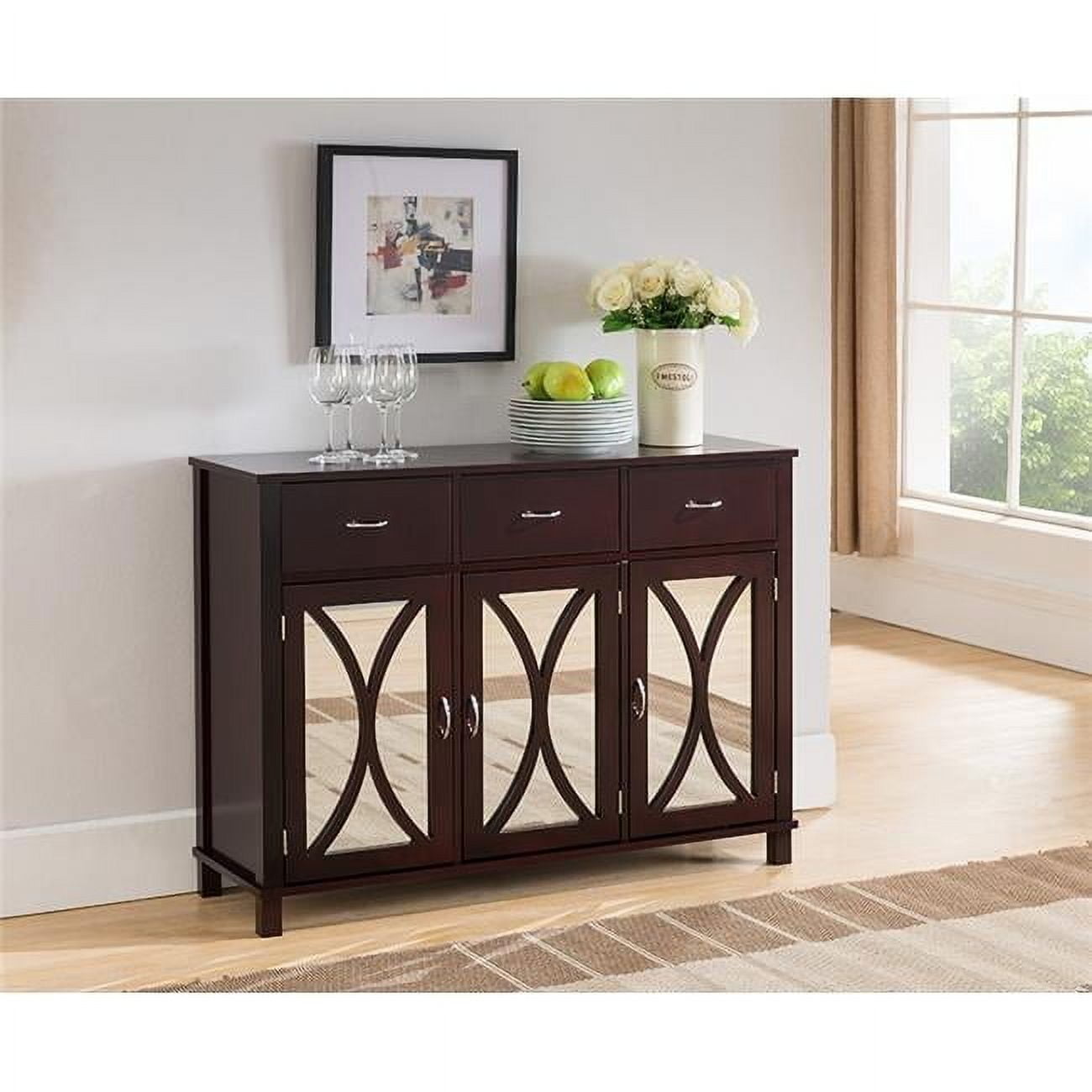 KB C1284 31x42x12 in. Espresso Wood Entryway Console Table with Narrow ...