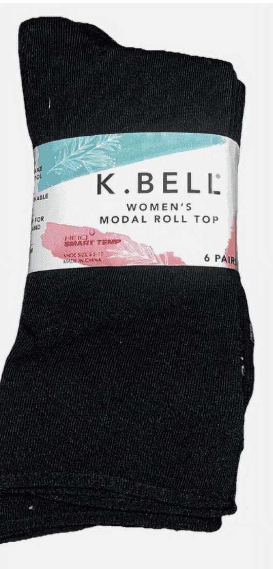 K BELL Women's Modal Roll Top Crew Socks, 5.5-10 Shoe Size, 6 Pairs - Walmart.com