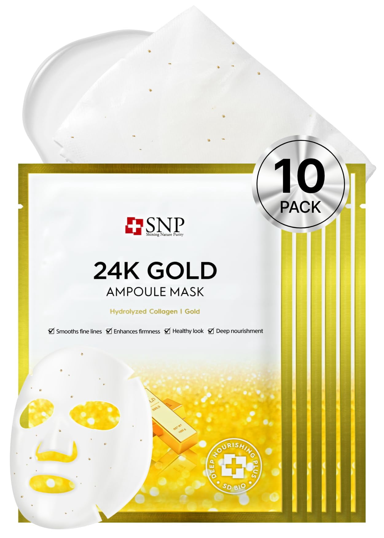 [K Beauty] 24K Gold Ampoule Sheet Mask | Collagen Face Masks Skincare ...