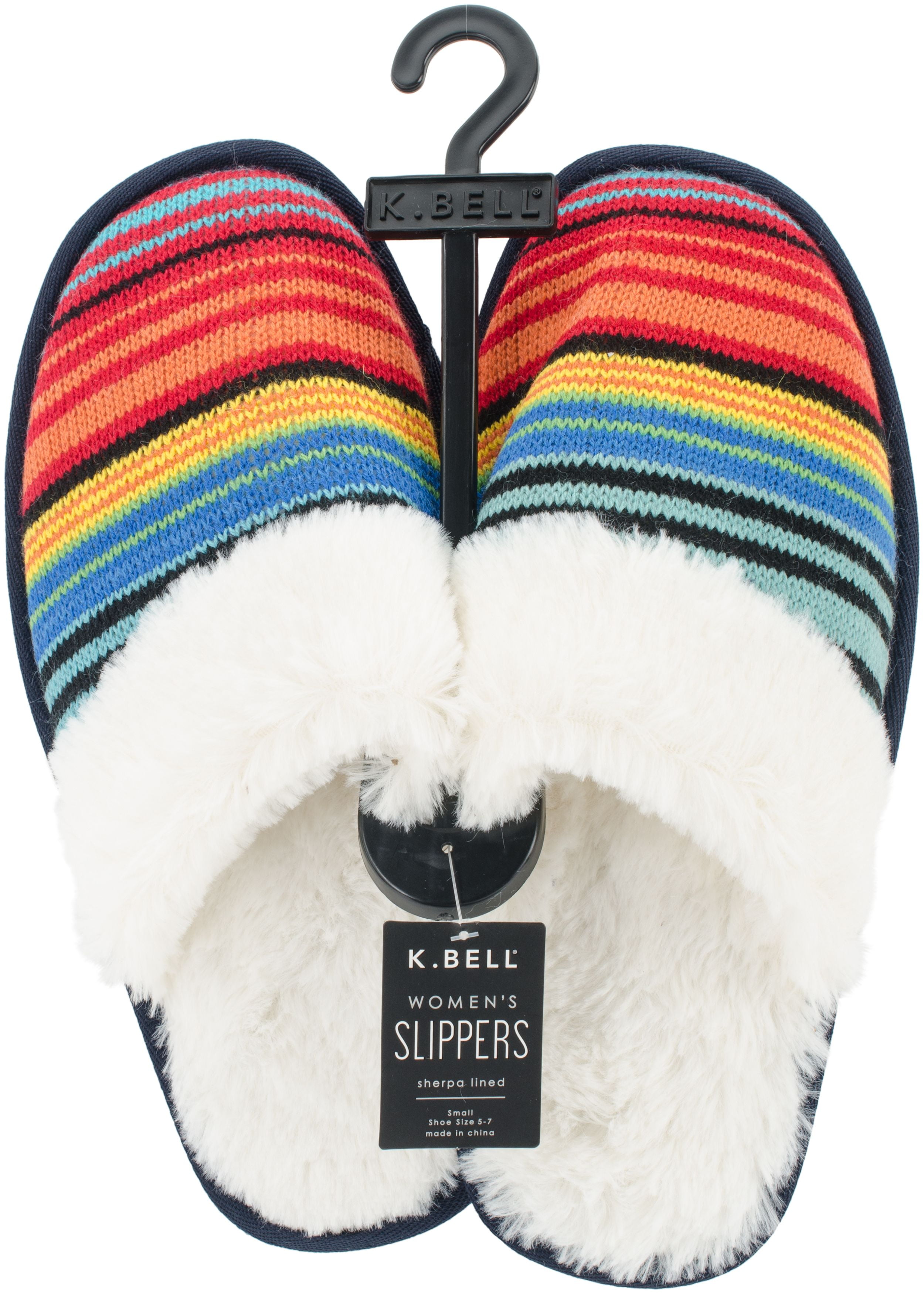 K Bell Rainbow Stripe Slippers - Large - Walmart.com