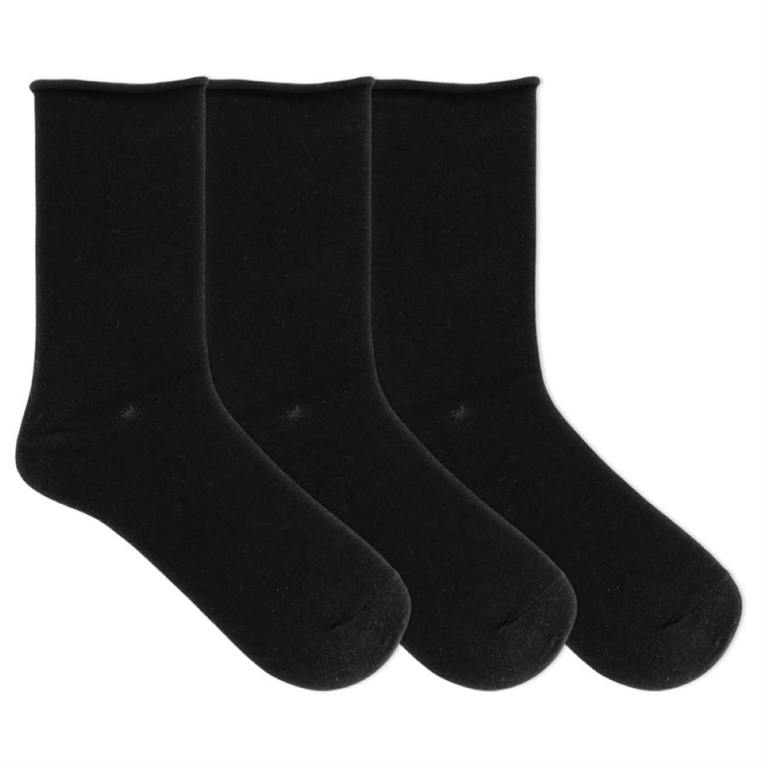 K. Bell Womens Relaxed Fit Roll Top Socks 3 Pair, 9-11, Black - Walmart.com