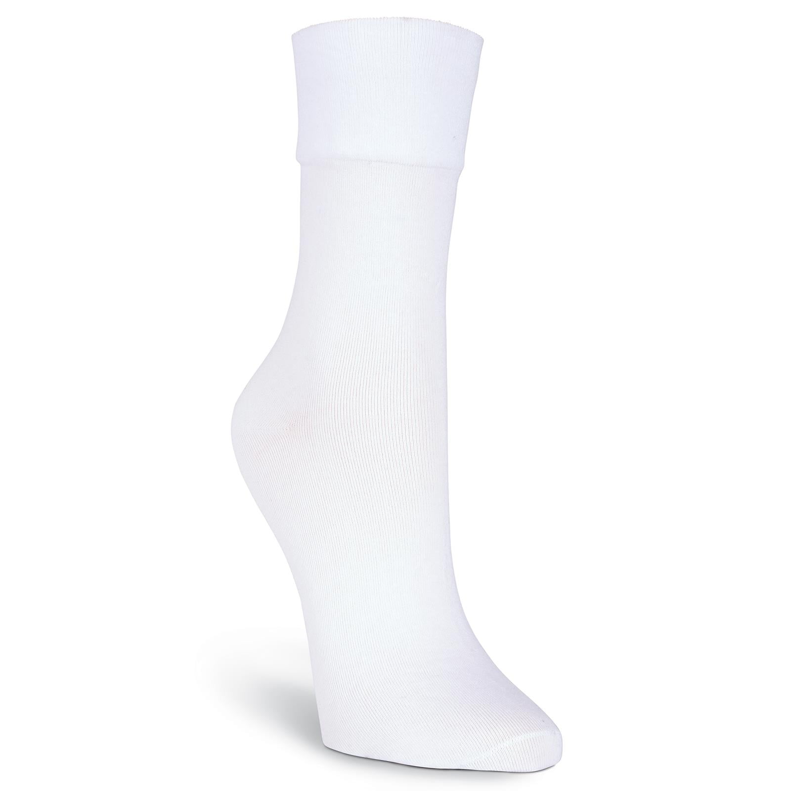 K. Bell Womens Relaxed Top Crew Socks - Extended Size, 10-12, White ...