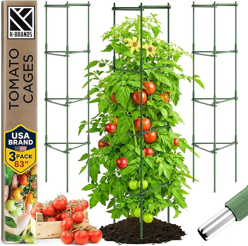 K-Brands Tomato Cage - Tomatoes Plant Stakes Support Cages Trellis for Garden and Pots (3 Pack ...