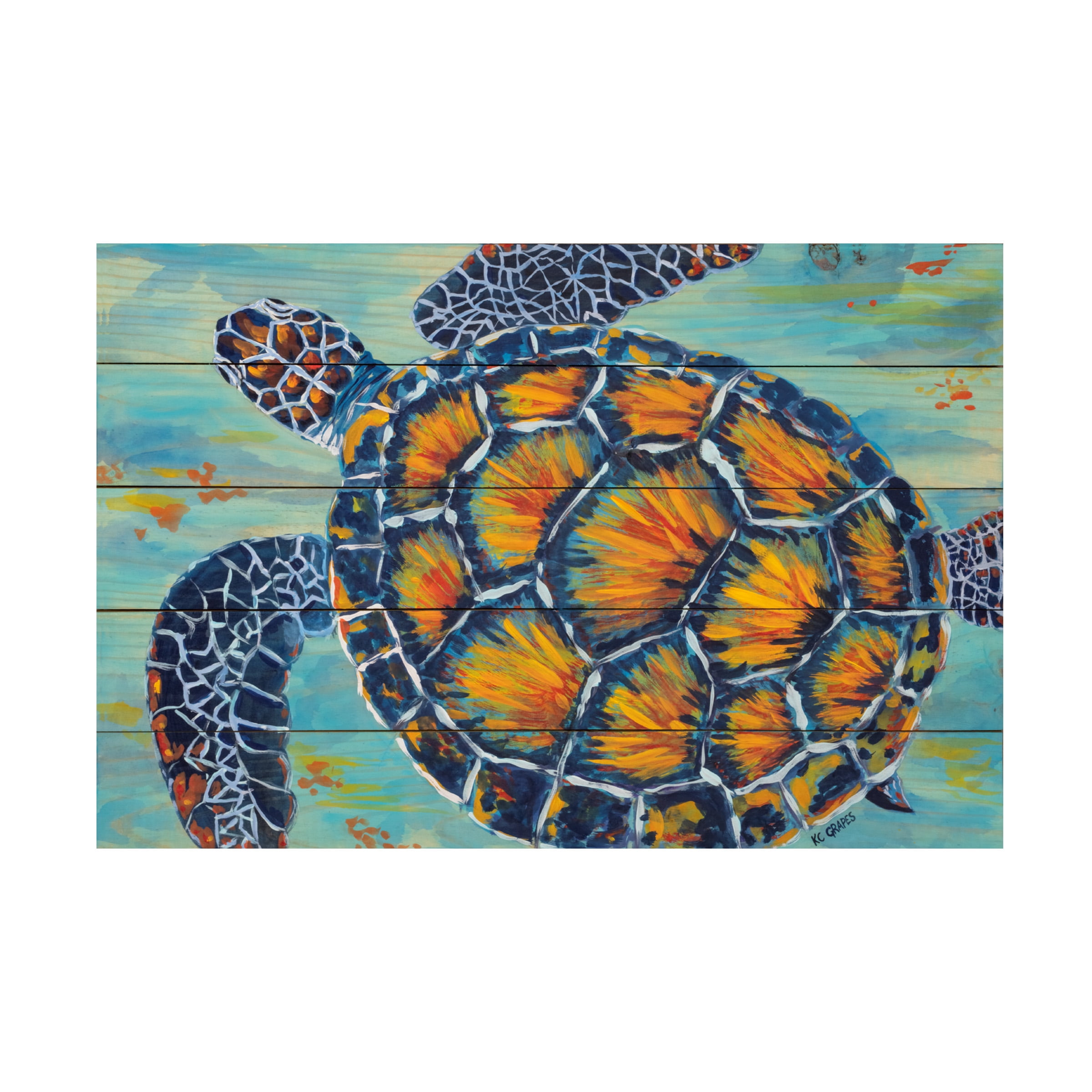 K.C. Grapes 'Sea Turtle On Wood Pickets' Canvas Art - Walmart.com