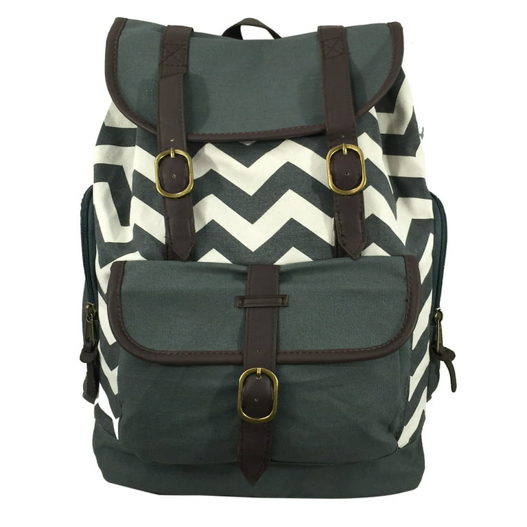 K Cliff Canvas Laptop Bookbag Classic Backpack Vintage Daypack Printed Pattern College Student Fit 15 inch MacBook Chrome Book Ipad Travel Bag 18pcs