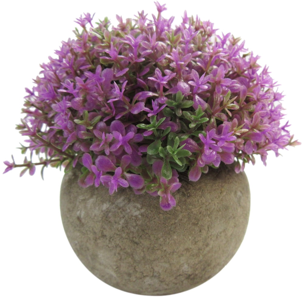 K-Cliffs 5-inch Artificial Topiary Purple Plant in Pot for Home Decor ...