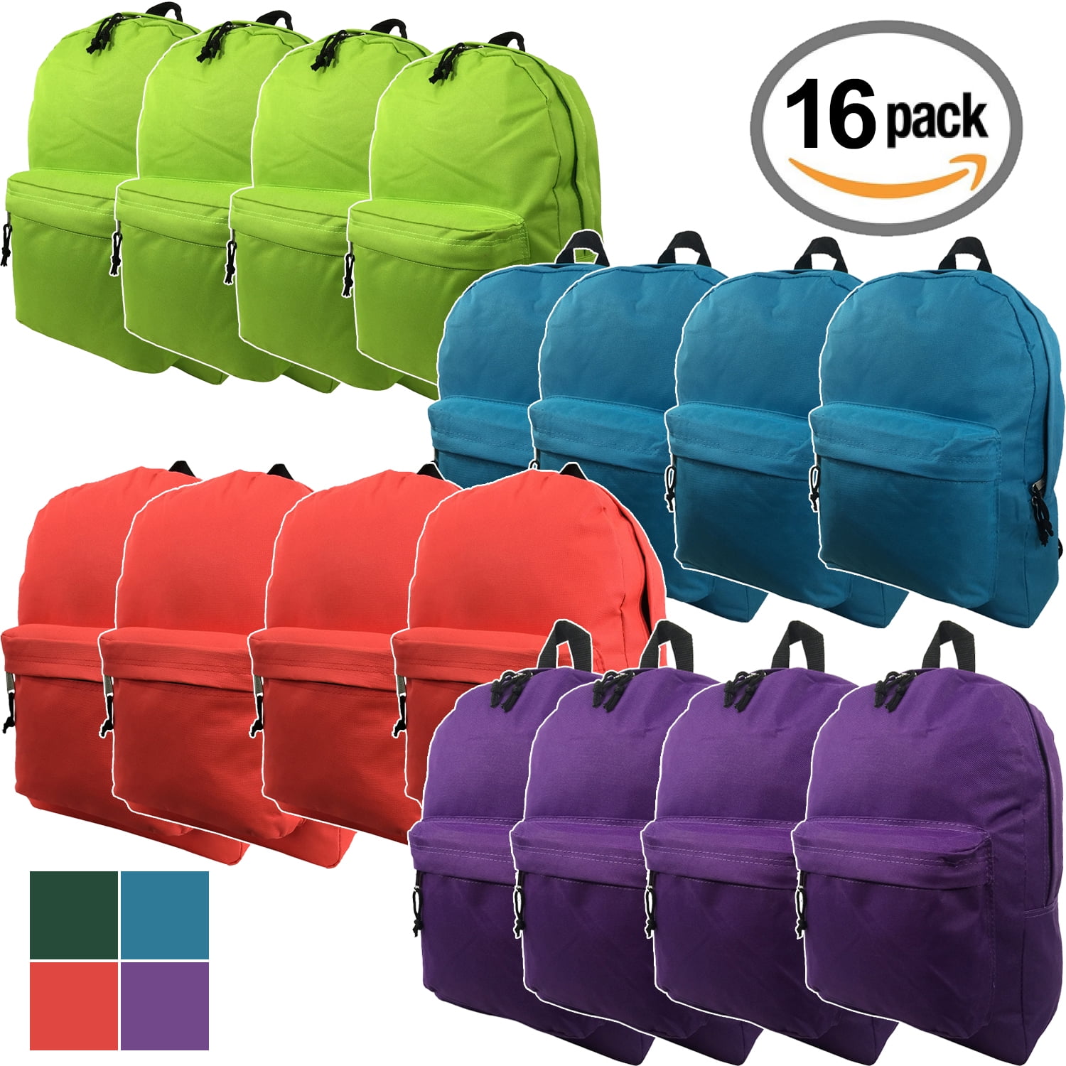 K-Cliffs Case of 16pcs of A 16" Inch School Backpacks Multicolored ...