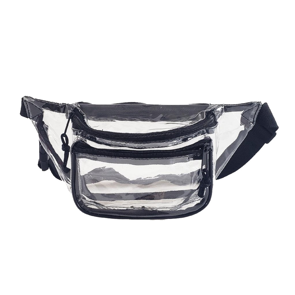 K-Cliffs Clear Anti-Theft 3-Zipper PVC Fanny Pack with Black Trim for ...