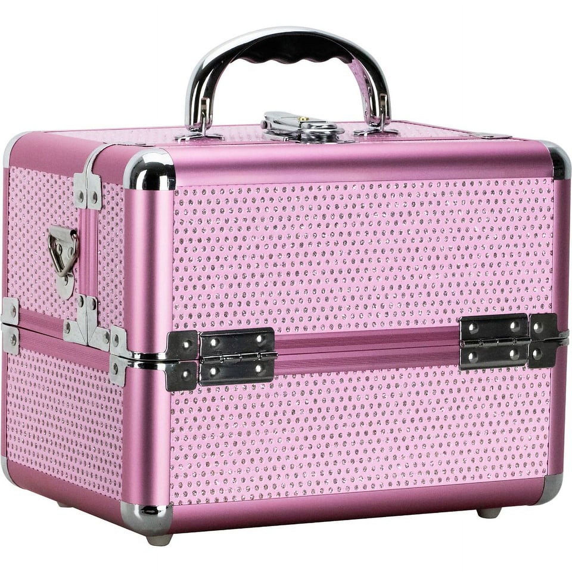 K-Cliffs Pink Krystal 4-Tier Expandable Trays Cosmetic Makeup Case ...