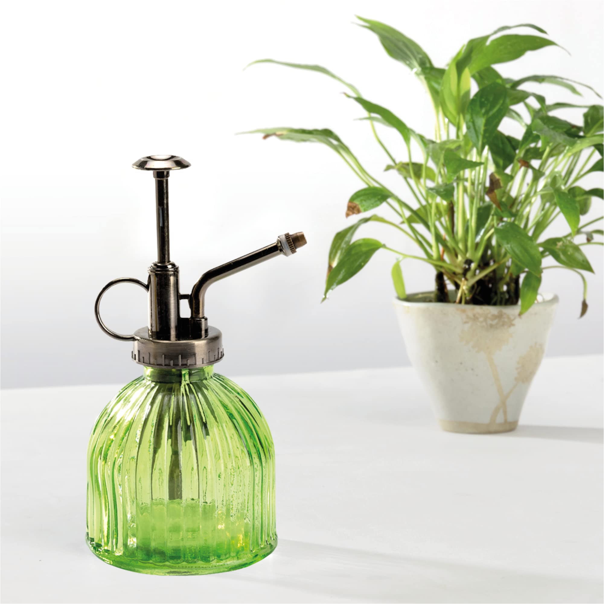 K-Cliffs Vintage Style Glass Bottle Sprayer, Decorative Ribbed Plant ...