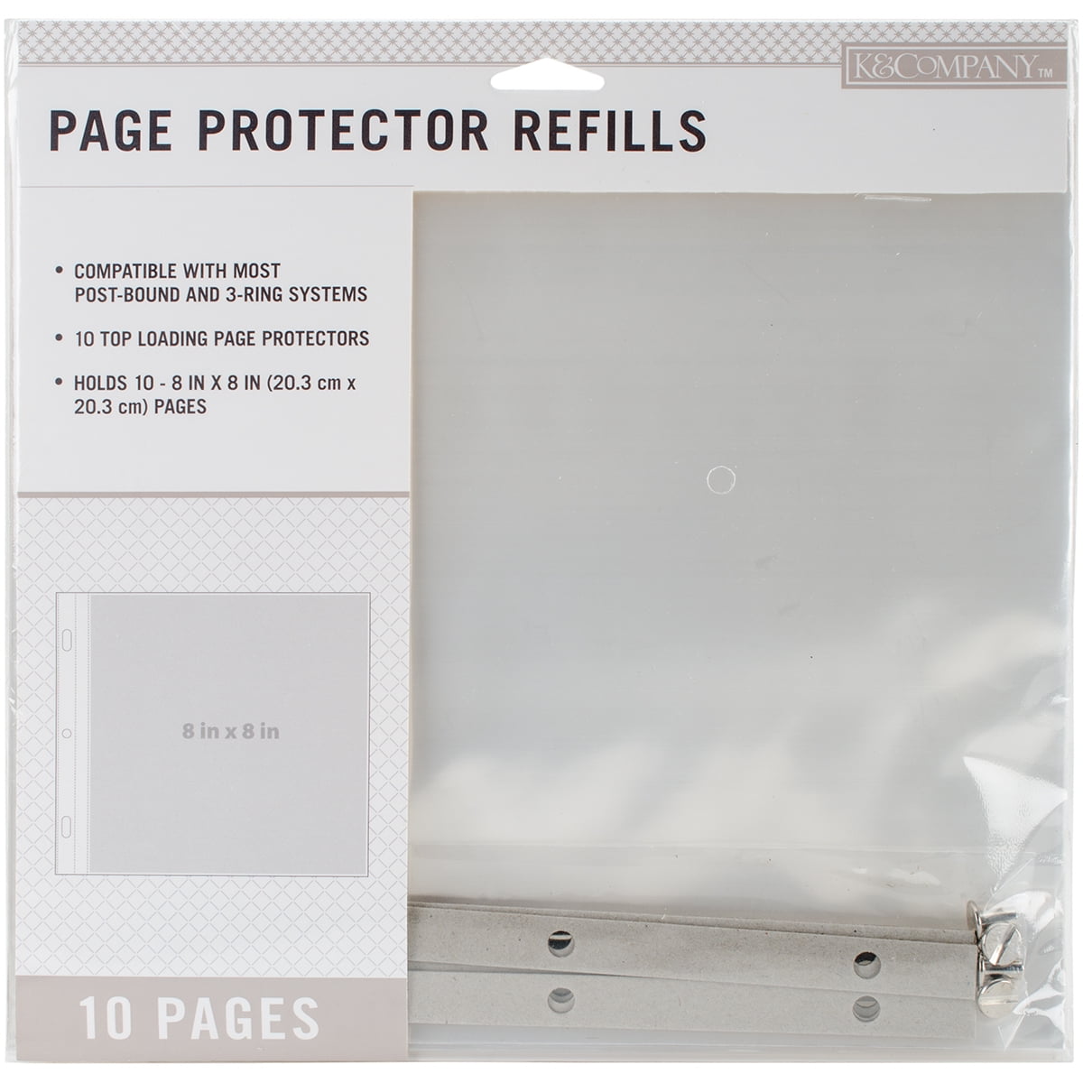 K&Company Top Loading Page Protector Refills 8"X8" 10/Pkg for Post ...