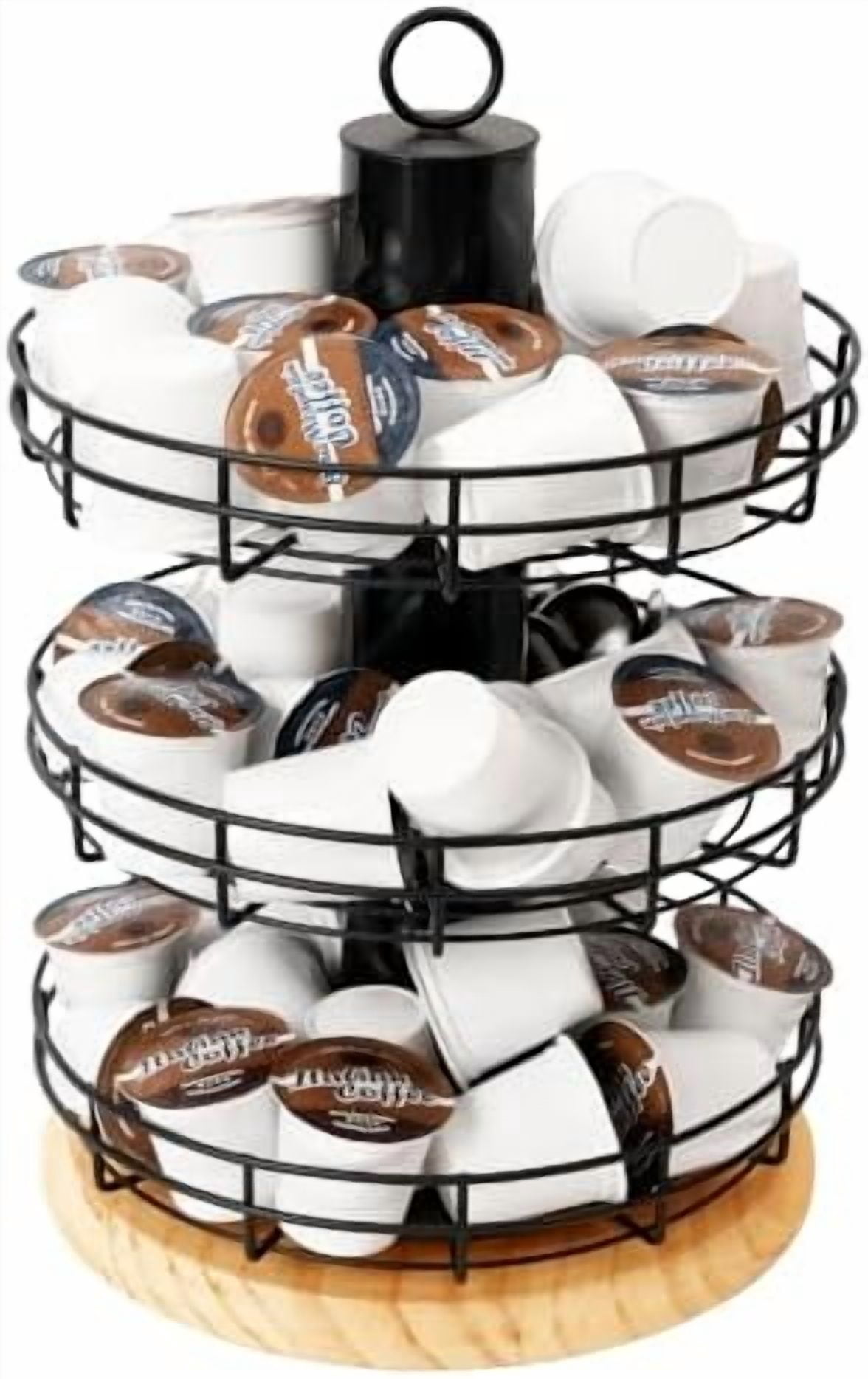 K Cup Holder 3-Tier Rotating Coffee Pod Carousel Stand for 75 K-Cups or ...