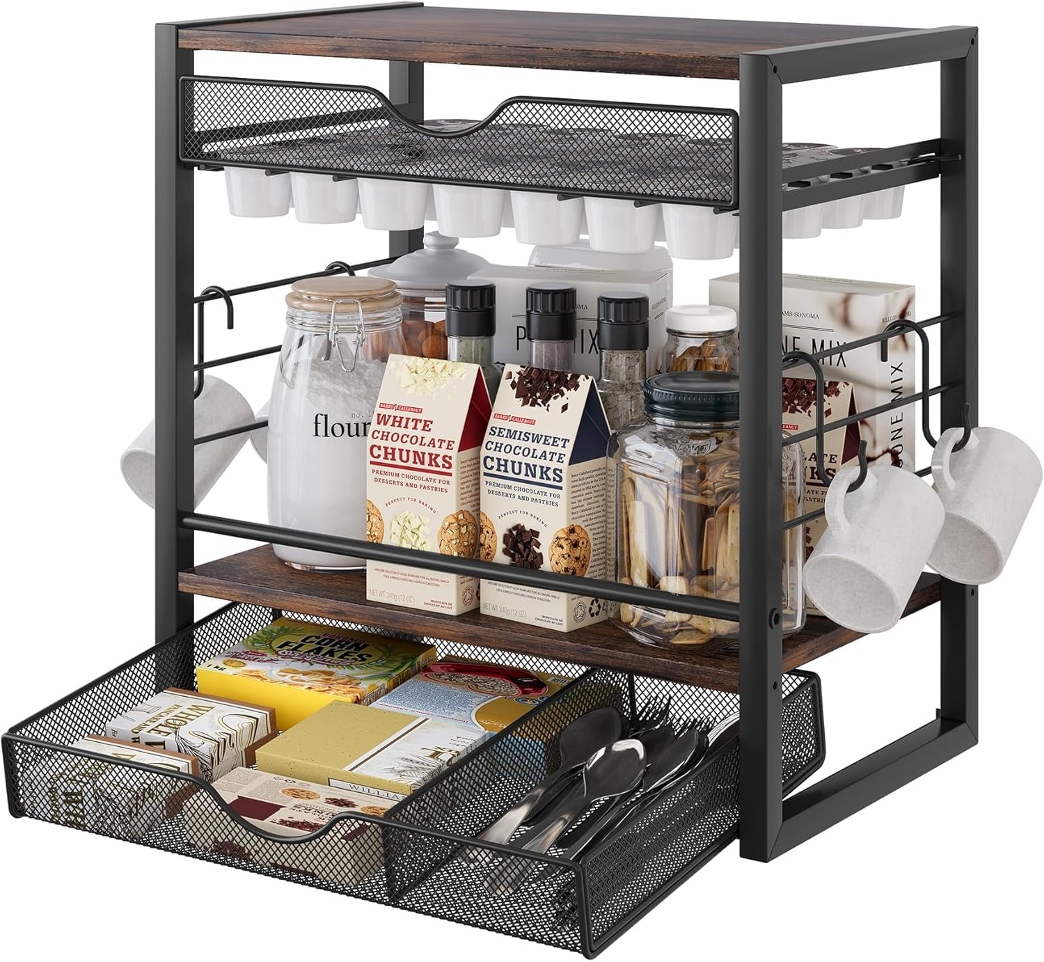K Cup Holder, 70 Capacity Coffee Pod Drawer Stand, Tea Bag Syrup ...