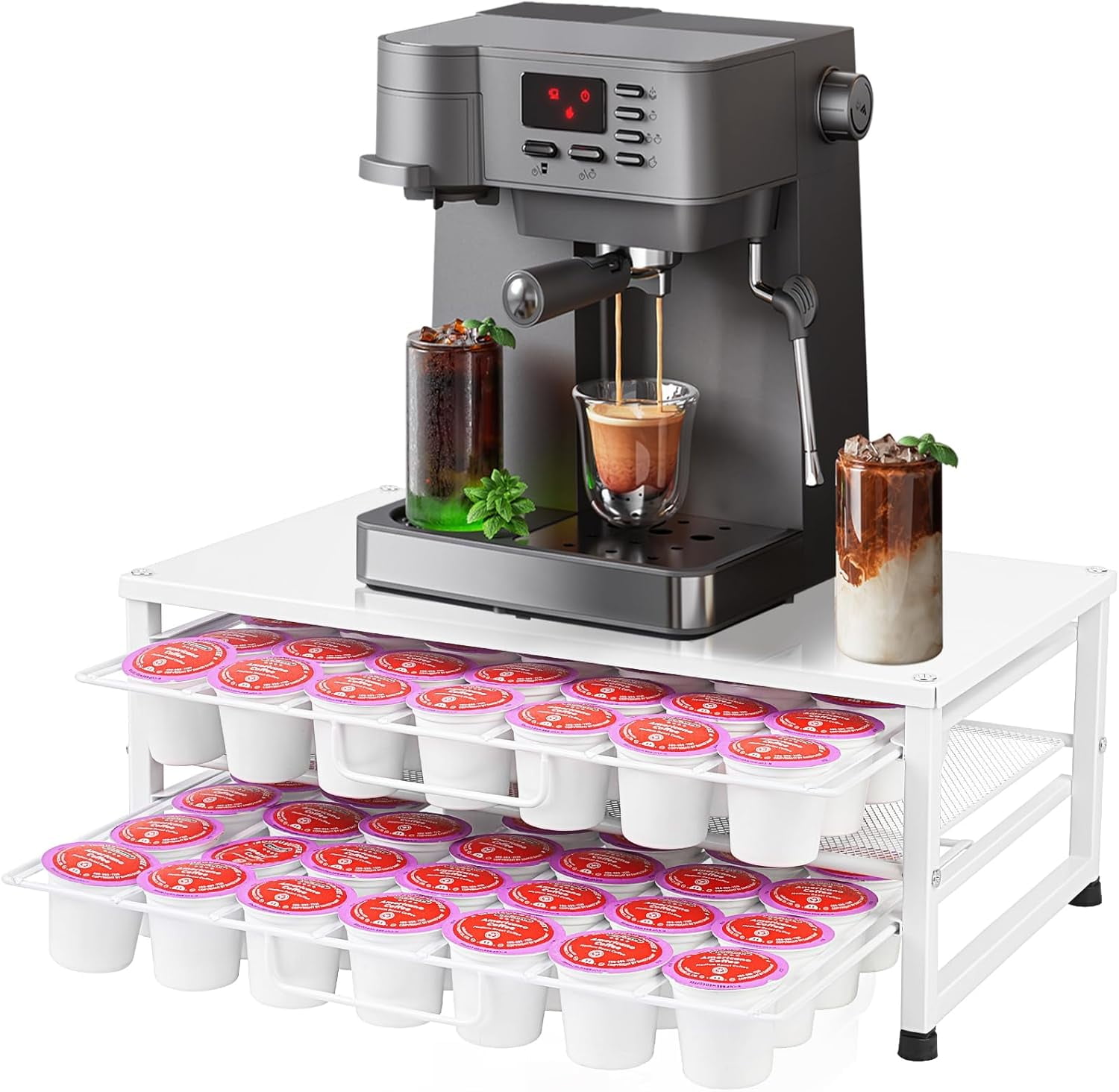 K Cup Holder Organizer for 70 Pods, 2-Tier Coffee Pod Holder for K-Cup ...