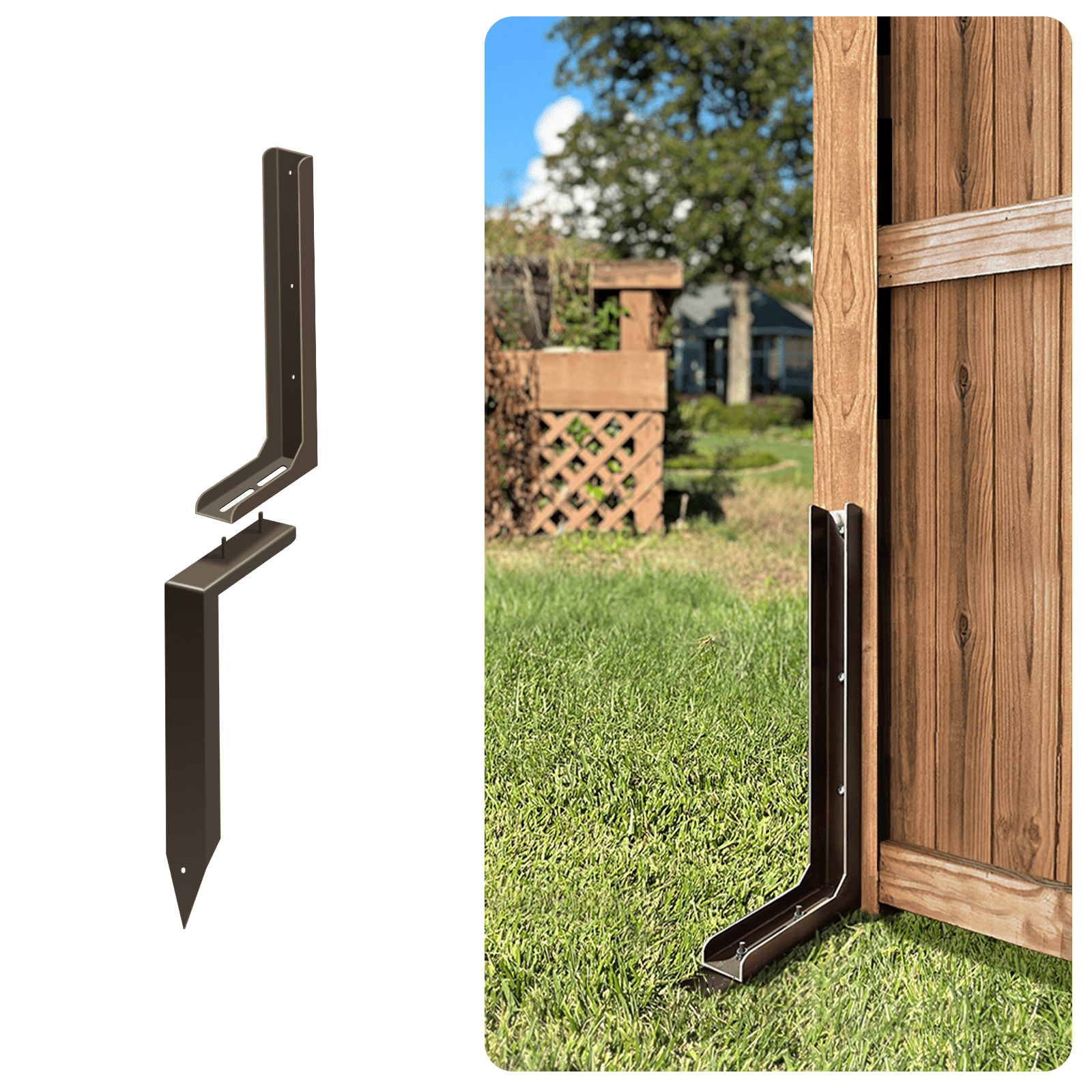 K.D STONEDGE Pack of 1 Adjustable Fence Post Repair Kit Quick Fix Rotted Tilted Broken Leaning ...