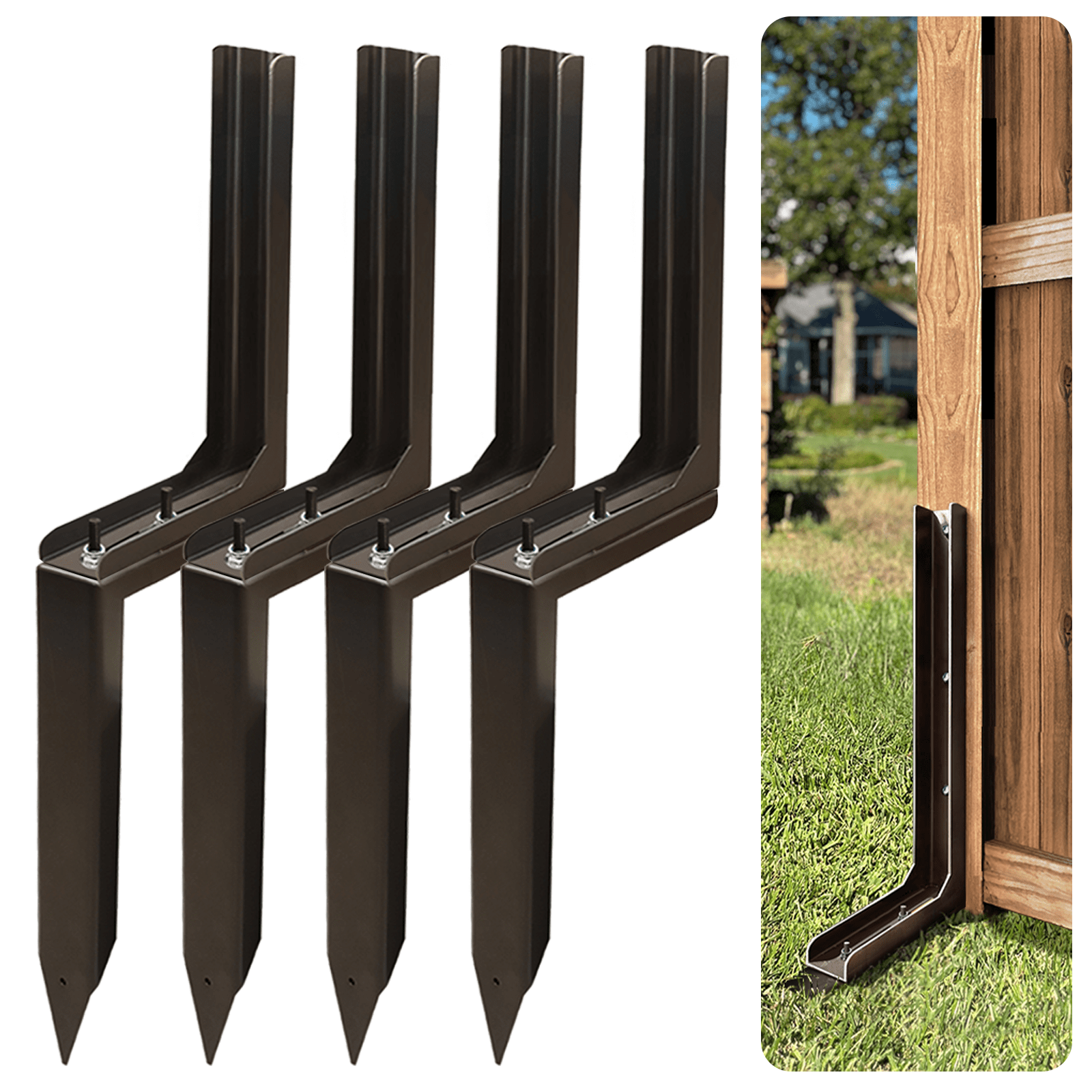 K.D STONEDGE Pack of 4 Adjustable Fence Post Repair Kit Quick Fix ...