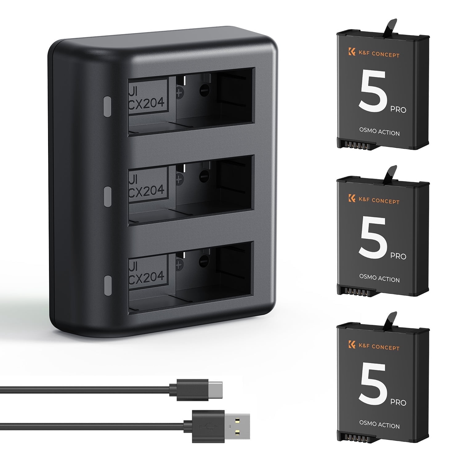 K&F Concept, Camera Batteries, 2100mAh, 3-Pack with Fast Charger ...
