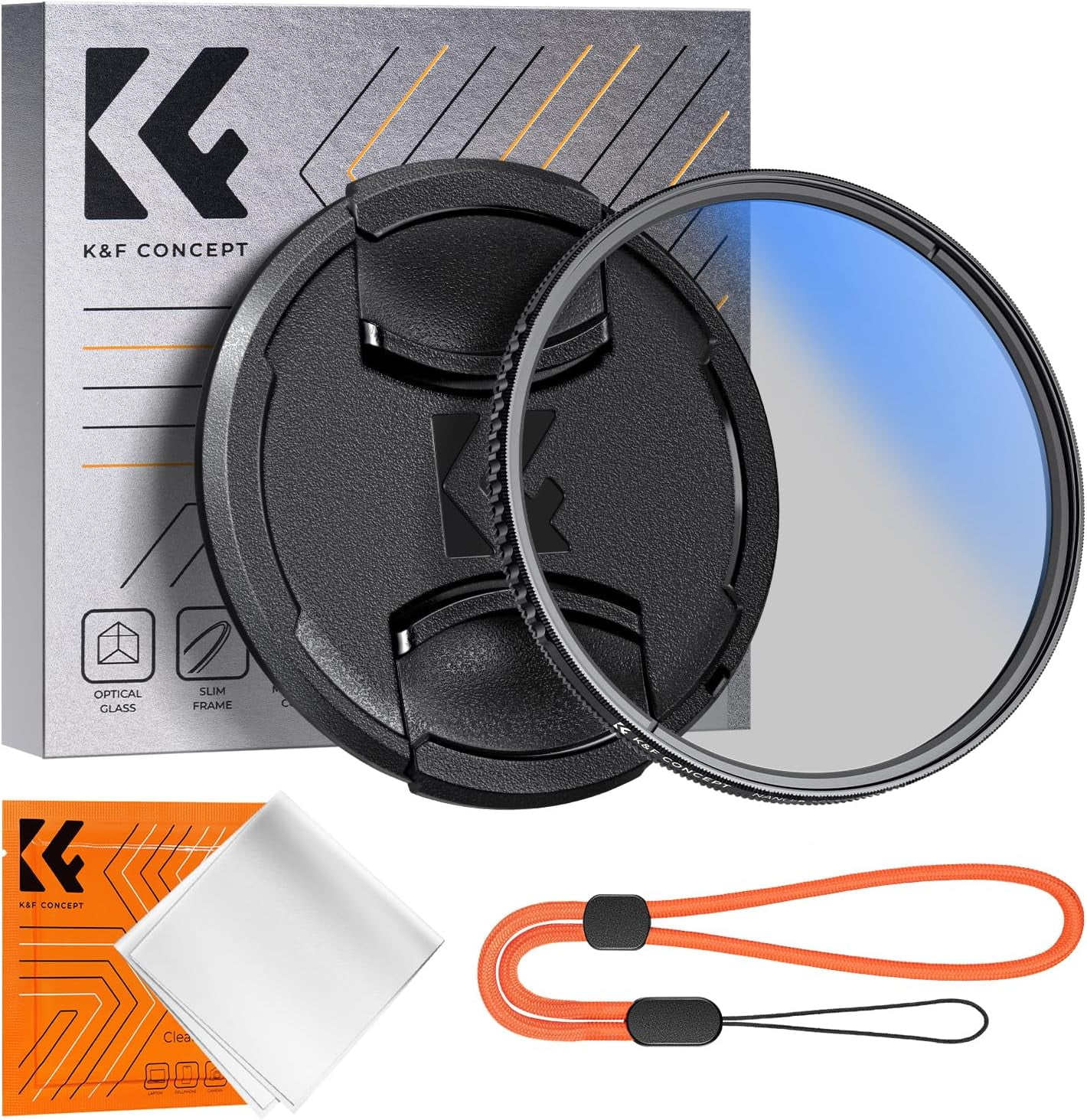K&F Concept 37mm Circular Polarizer Filter with Lens Cap Cleaning Cloth ...
