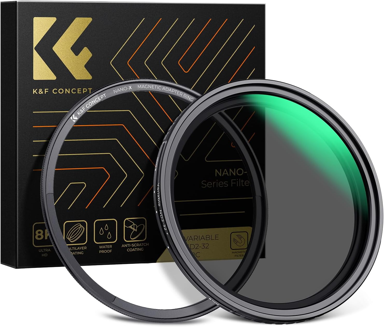 K&F Concept 52mm Magnetic Variable ND Lens Filter ND2-ND32 (1-5 Stops) + Magnetic Basic Ring Kit ...