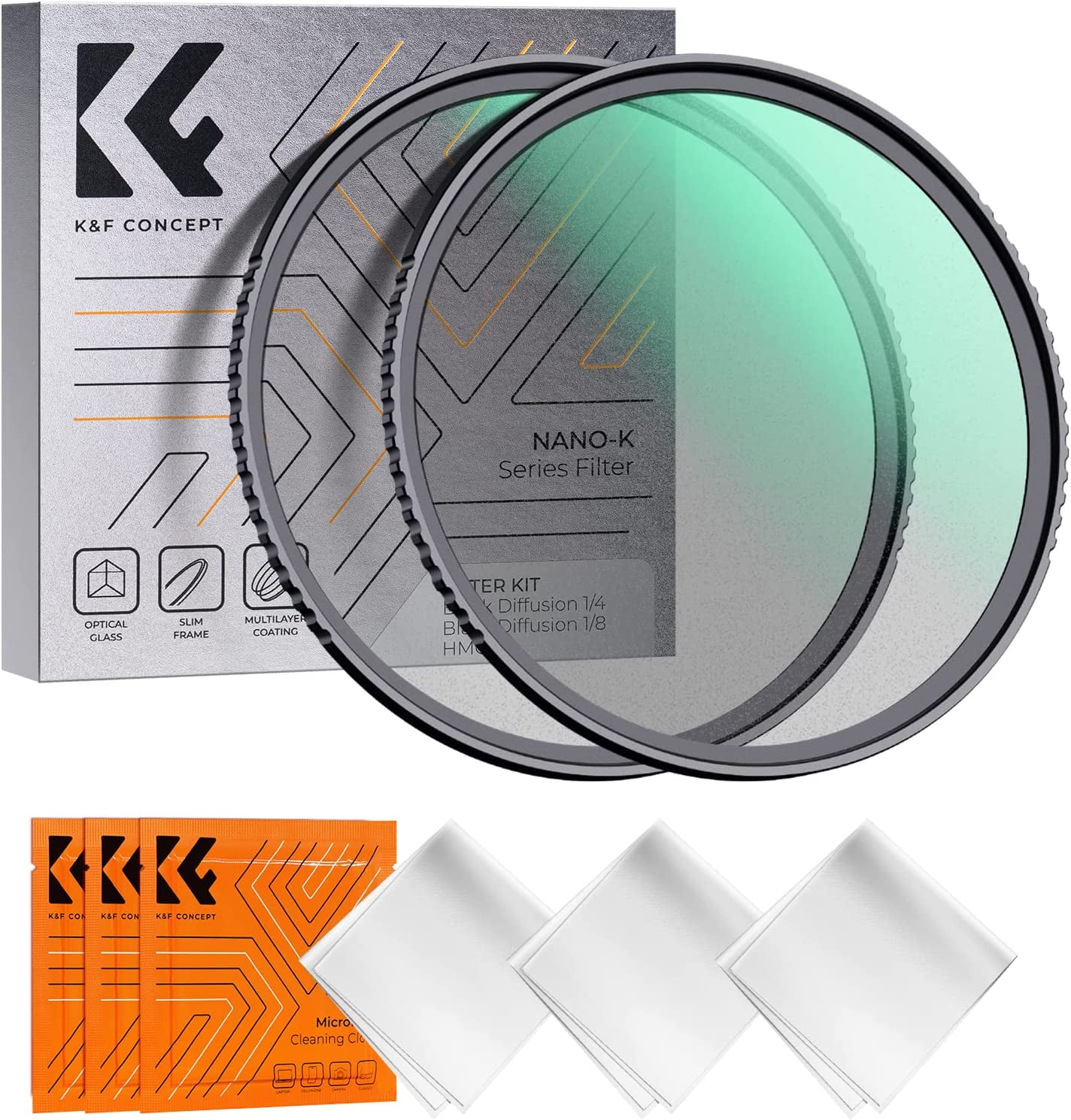 K&F Concept 55mm Black Diffusion 1/4 & 1/8 Filters Kit Mist Cinematic ...