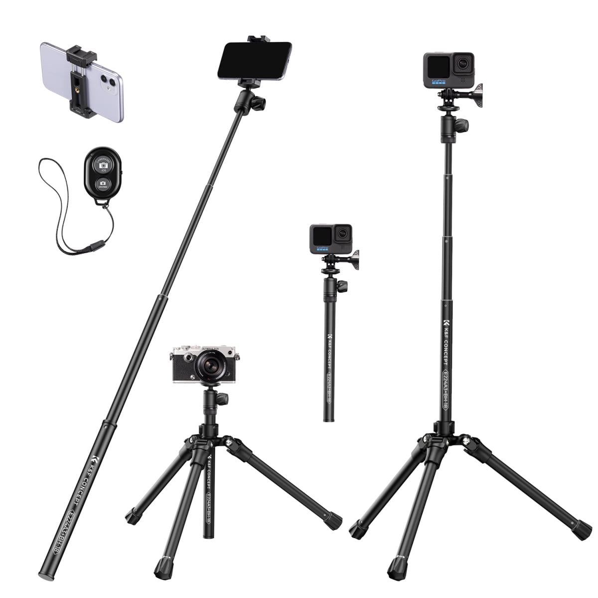K&F Concept 67"/170cm Aluminum Selfie Stick Tripod, Extendable Monopod ...
